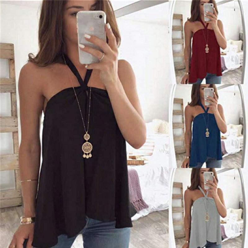 Sexy Women Sleeveless Vest Casual Slim Halter Off Shoulder Backless ...