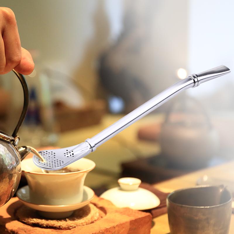 Buy Stainless Steel Spoon Tea Filter Yerba Mate Tea Drinking Straws ...
