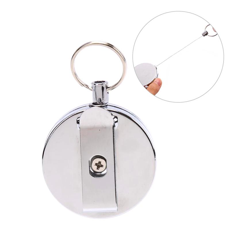 Buy Retractable Key Chain Reel Steel Rope Recoil with Key Ring Badge ...