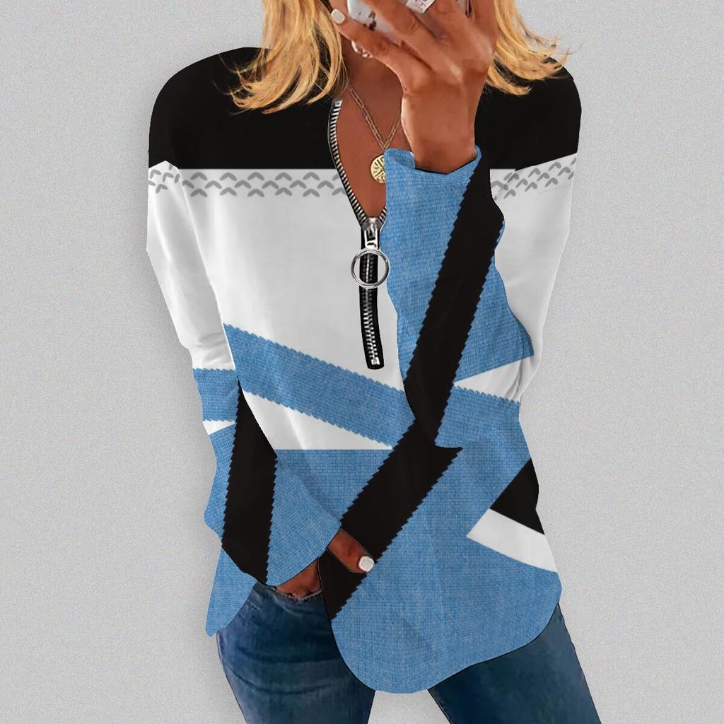Buy New Spring and Autumn Fashion Women's Round Neck Zipper Long Sleeve ...