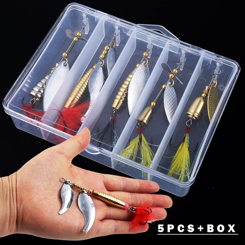 Buy Spinner Bait 5pcs Fishing Bait with Box Sets Trout Carp Salmon ...