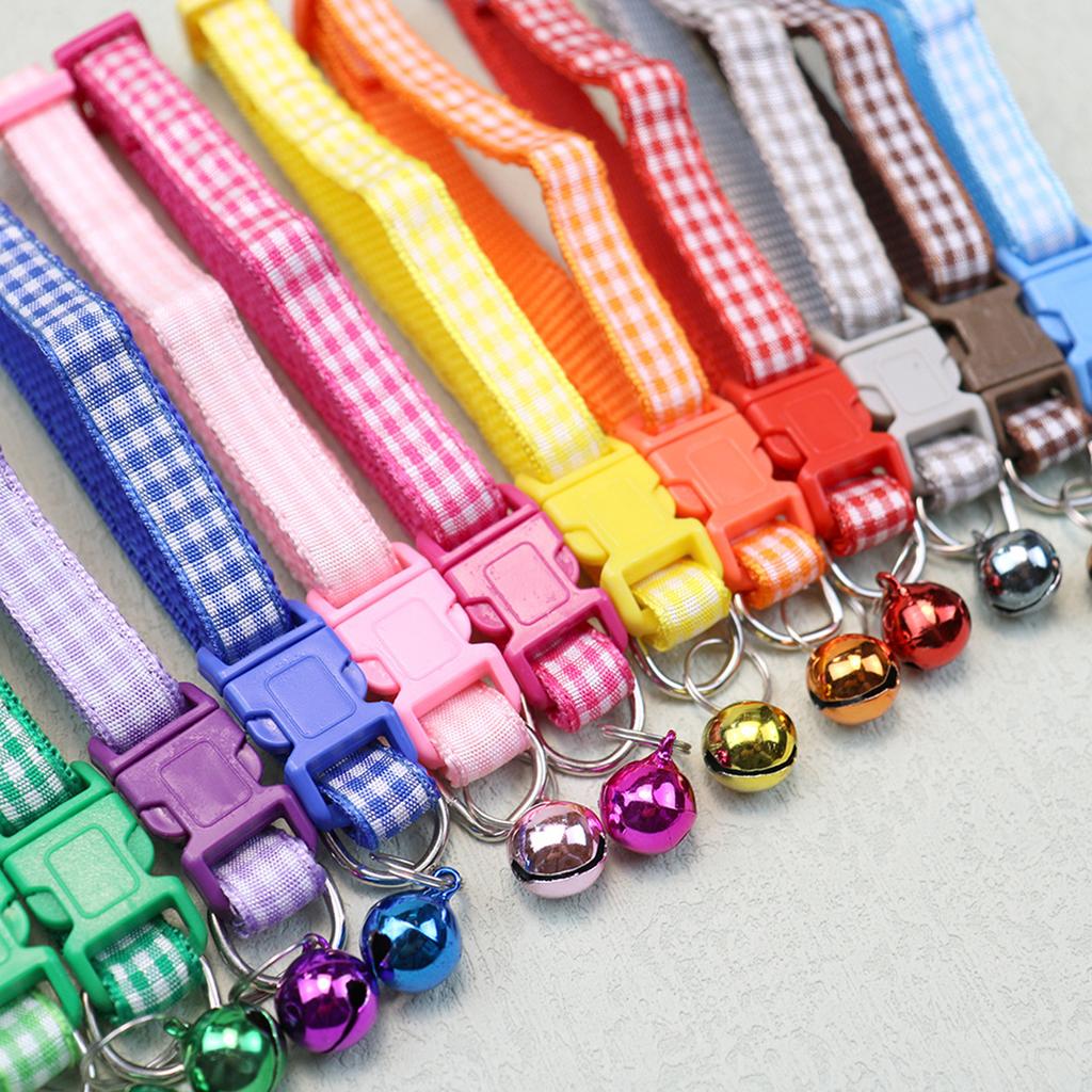Buy Multiple Colors with Bells Stylish Plaid Pattern Small Pet Dog Cat ...