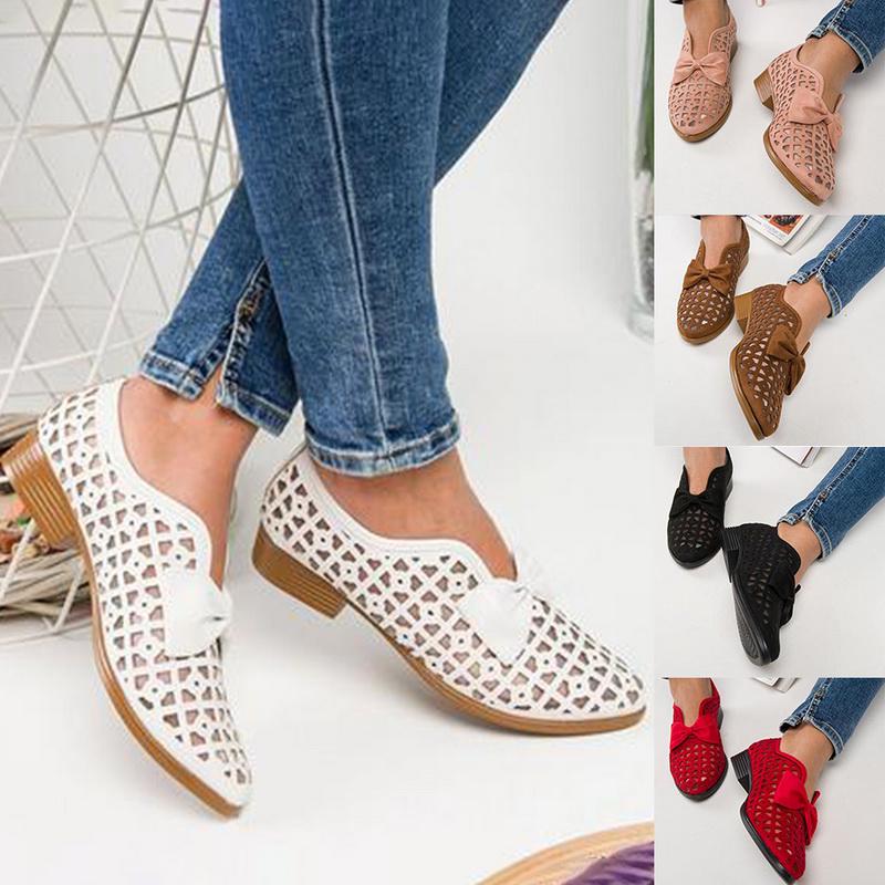 Buy Women's Mesh Casual Breathable Pointed Toe Low Square Heel Slip On ...