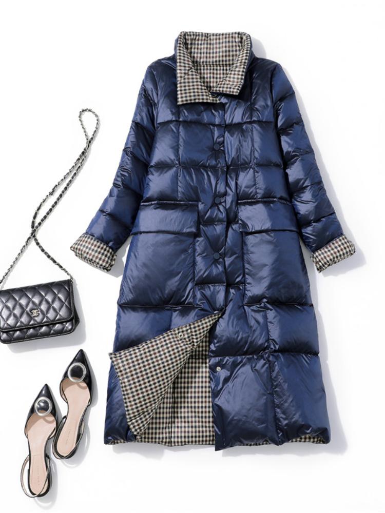 Buy Winter Double Sided Down Jacket Women Turtleneck Warm Long Down ...