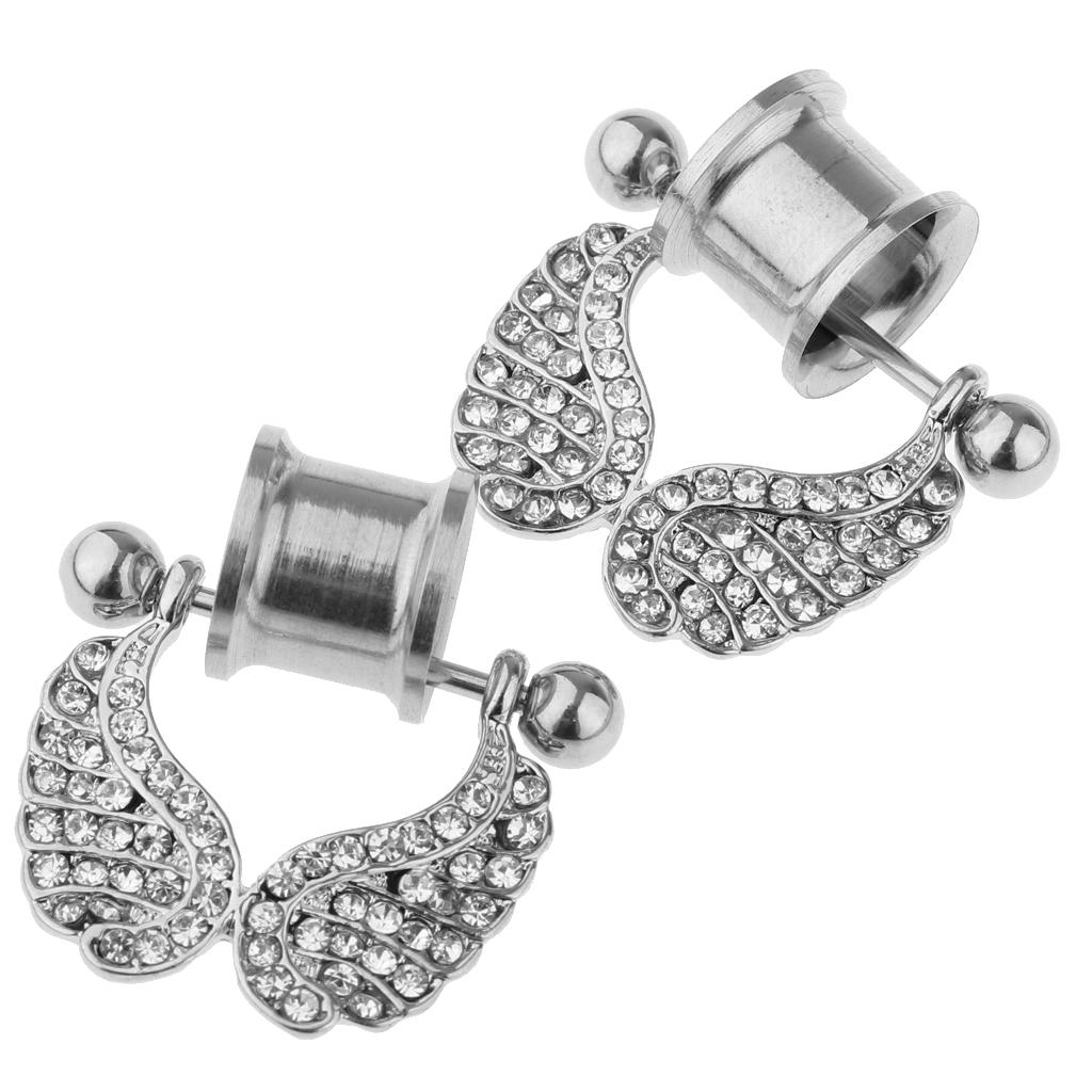2 Pieces Stainless Steel Angel Ear Plugs Tunnel Expander Gauges Bar 6mm ...