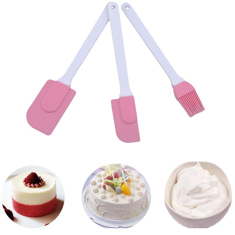 Baking Tool Scraper Three-piece Cake Cream Scraper Silicone Brush Dough ...