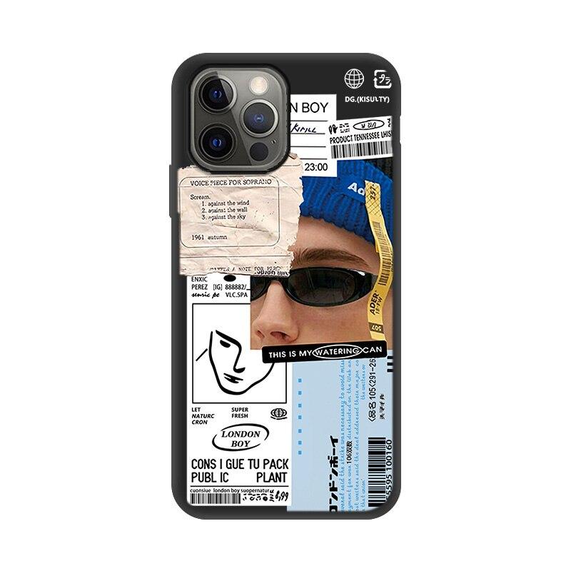 Buy Luxury Art Letter Label Phone Case For iPhone 11 12 Pro Max XR XS ...