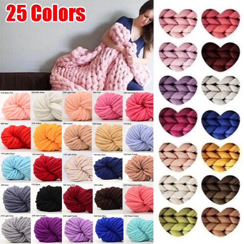 Buy Wool Yarn Super Bulky Arm Knitting Wool Roving Knitted Blanket ...