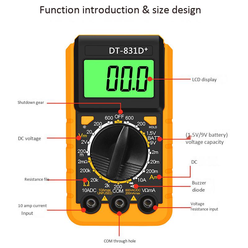 Buy DT-831D+ Digital Multimeter Electrical Maintenance Multimeter ...