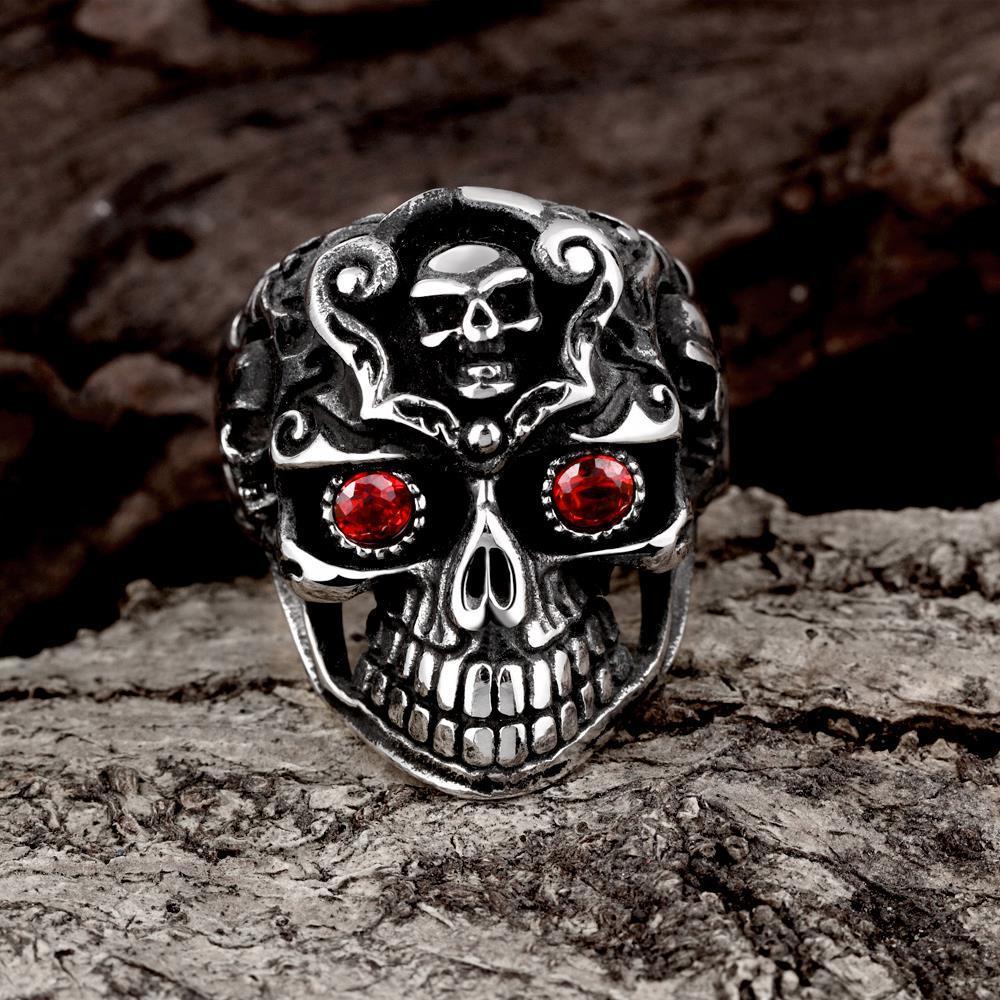Buy Umcho Punk style skull inlaid Jacinth Men's Rings at affordable ...