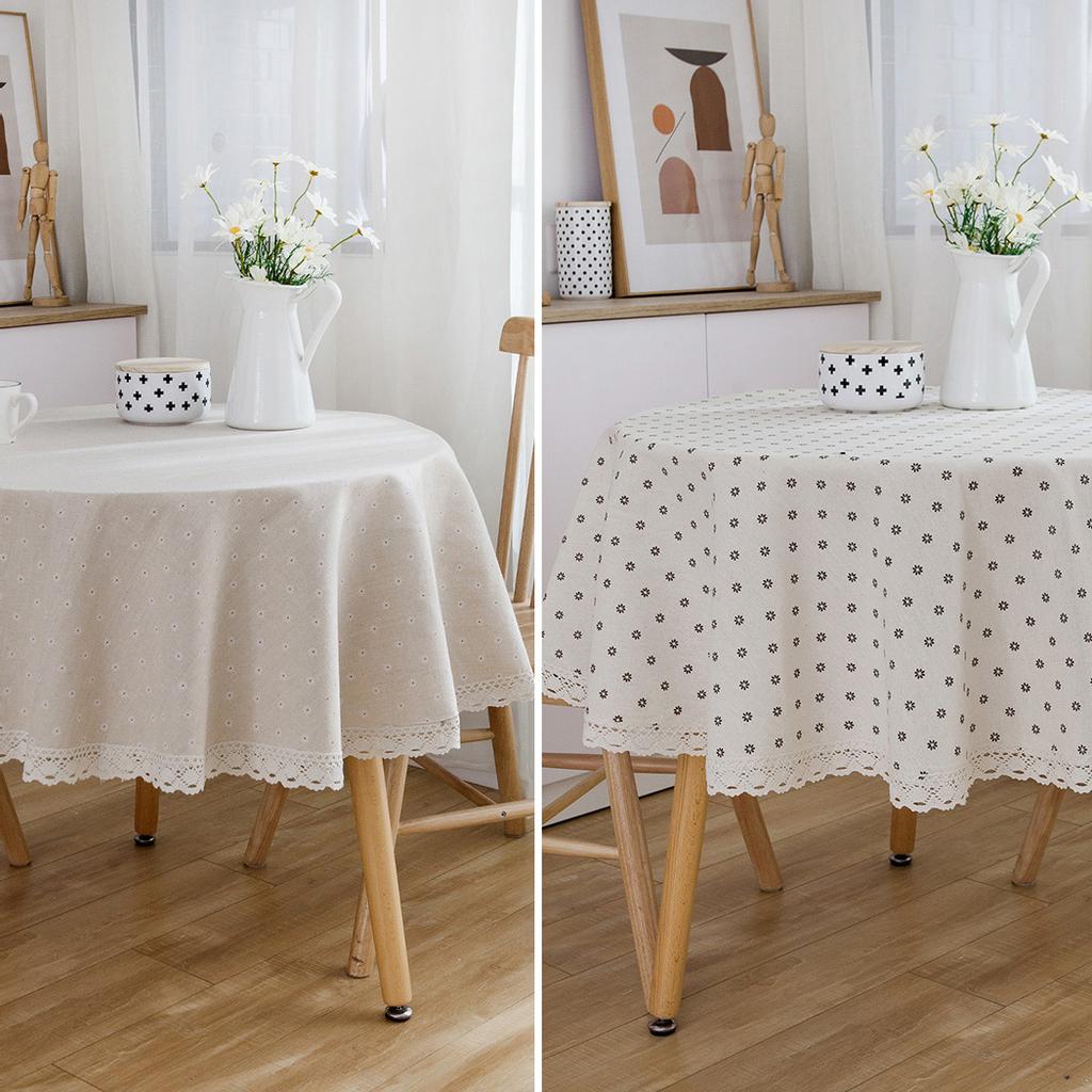 Buy 150cm Round Tablecloth Cotton Linen Dining Table Cover Backdrop ...