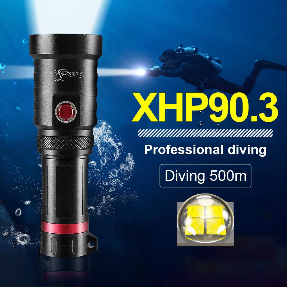Ipx8 Waterproof Profession Xhp90 .3 Diving Led Flashlight High Power ...
