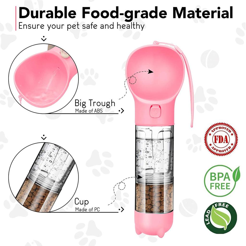 Buy Pet Feeder Multifunction 300ml Pet Dog Cat Water Bottle for Travel ...