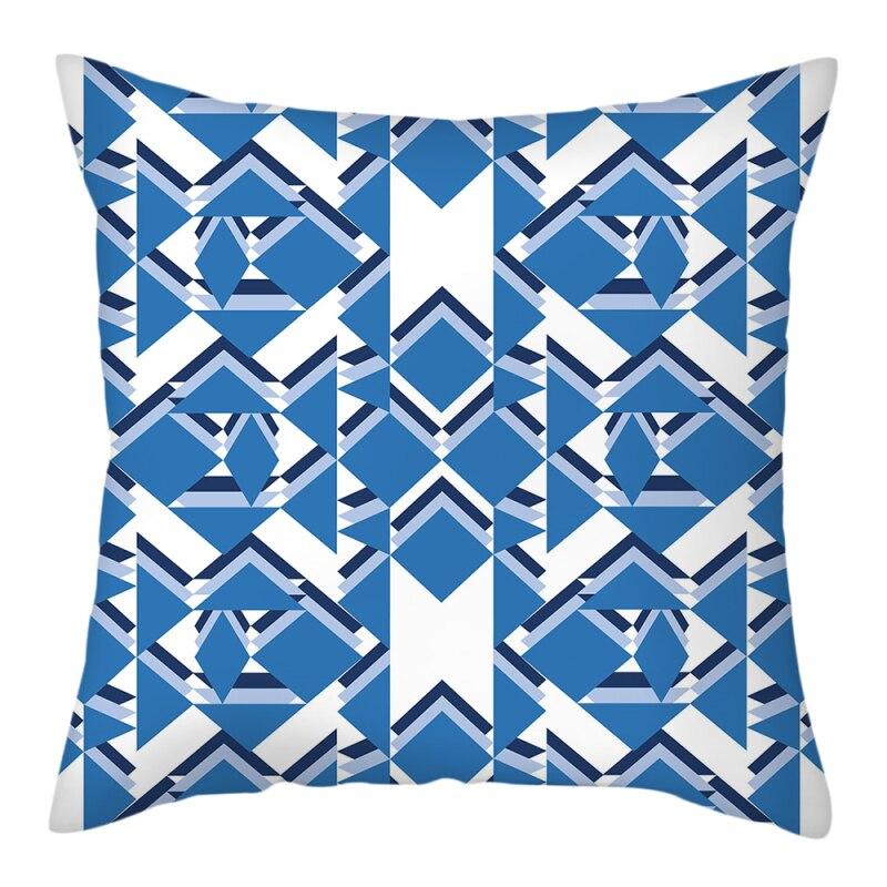 Geometric Pattern Pillow Cover Blue Striped Cushion Covers for Home ...