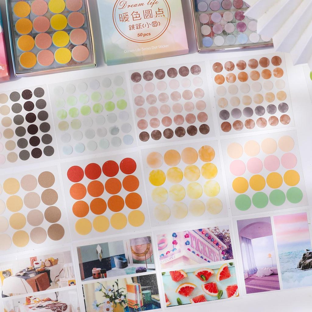 Cheap 50sheets Dream Life Dot Stickers Boxed Set Color Painting Rainbow ...