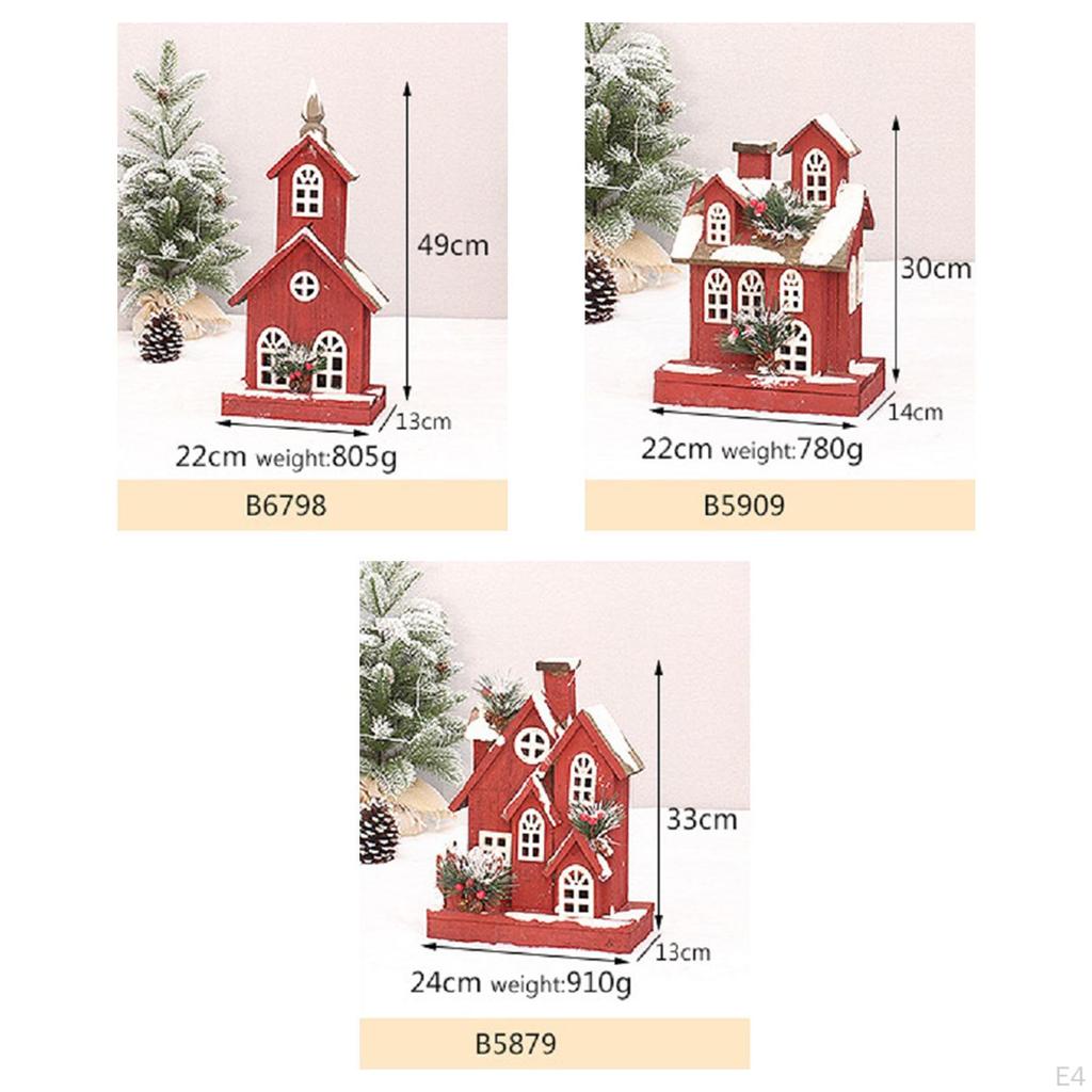 Buy Figurines LED Lights Buildings Table Centerpieces Miniature Wooden ...