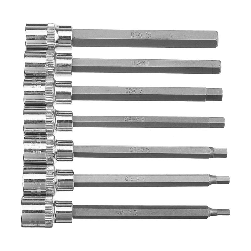 Cheap Drillpro 7Pcs 3/8" Drive Long Reach Hex Bit Socket Set 3-10mm CR ...