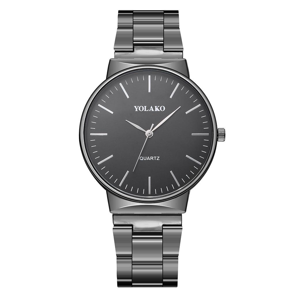 YOLAKO Men's Quartz Stainless Steel Band Strap Watch Analog Wrist Watch ...