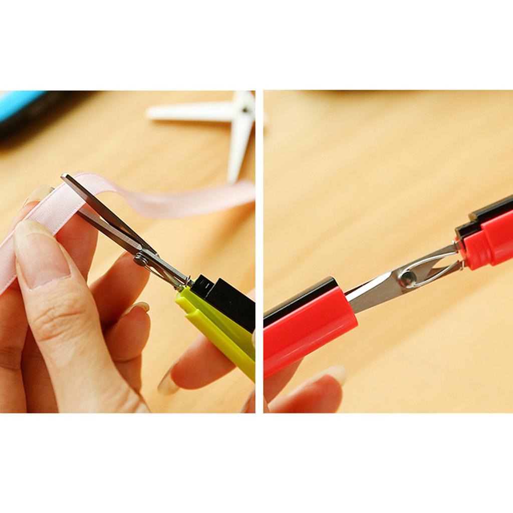 Portable Paper Cutting Scissors Folding Safety Scissors with Cover Red ...