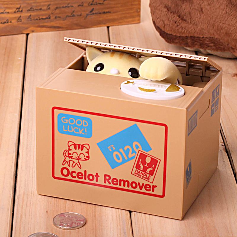 Buy 1Pc Cute Cat Cat Money Box Coin Bank Automatic Stealing Coins Penny ...