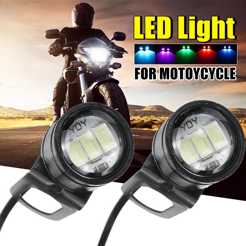 2Pcs LED Motorcycle Handlebar Spotlight White Headlight Driving Light ...