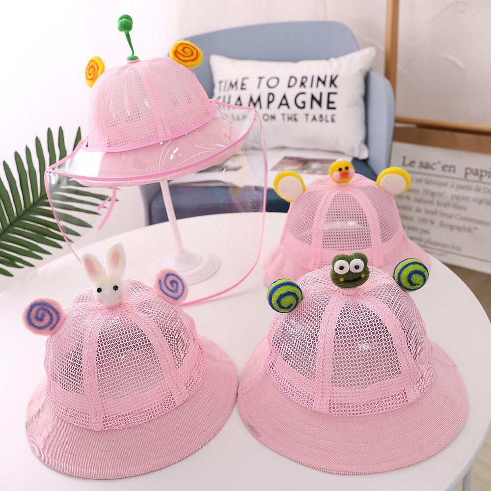 Buy Pink Yellow Baby Breathable Net Hats with Transparent Plastic Mask ...