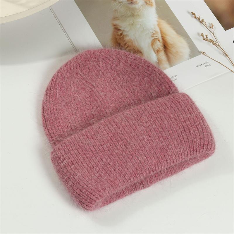 Solid Color Winter Hats Women Men Fluffy Long Hair Cashmere Knitted ...