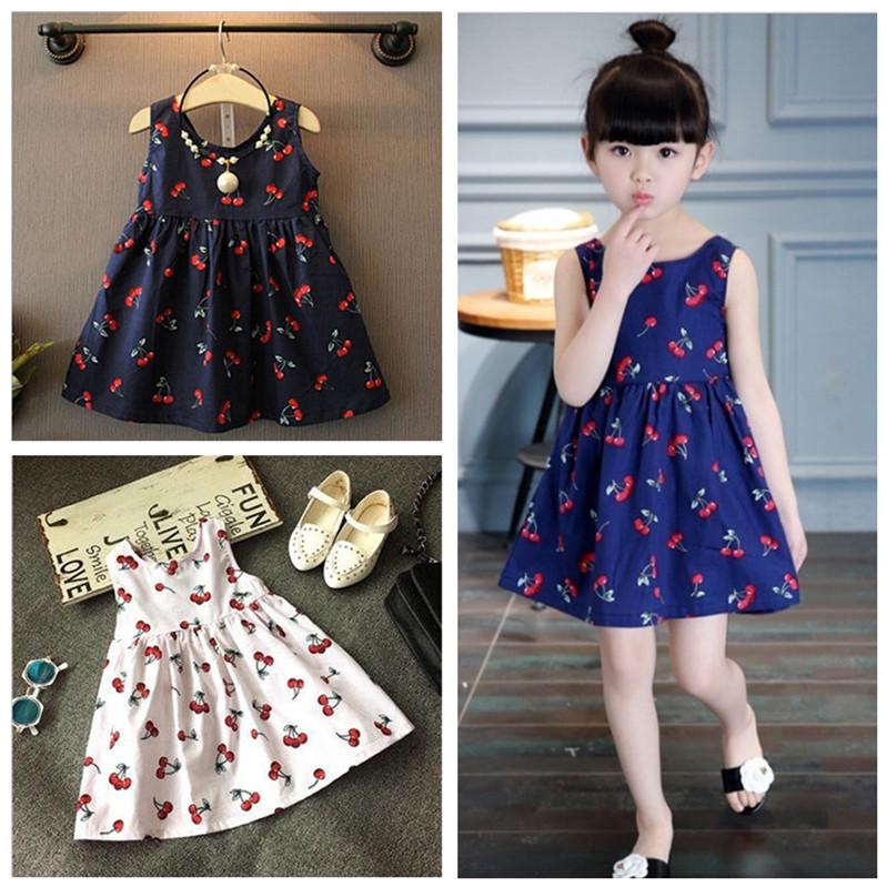 Buy Infant Girl Spring Summer Fashion Halter Sleeveless Dress Cherry ...