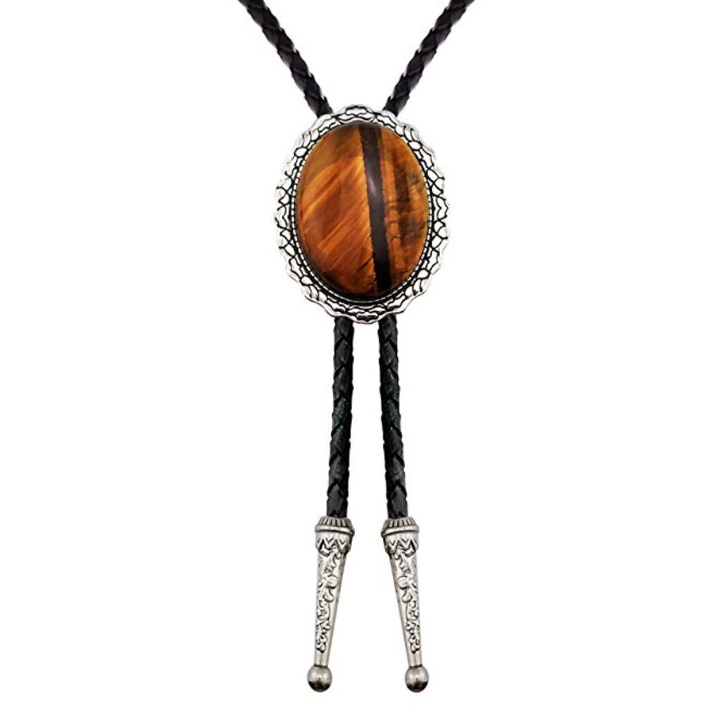 Buy Natural Tiger Eye Stone Western Bolo Ties Rodeo Bootlace Tie ...
