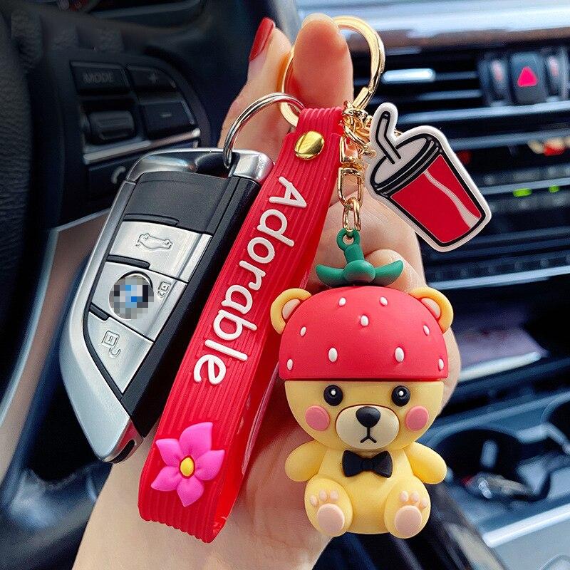 Cute Strawberry Watermelon Fruit Bear Cartoon Keychain uygun fiyatlı ...