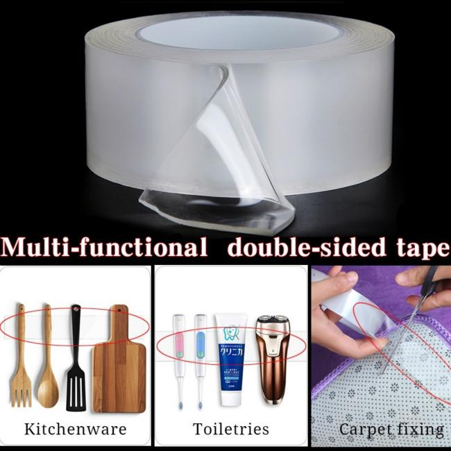 1/3/5m Multi-function Seamless Transparent Double-sided Adhesive Nano ...