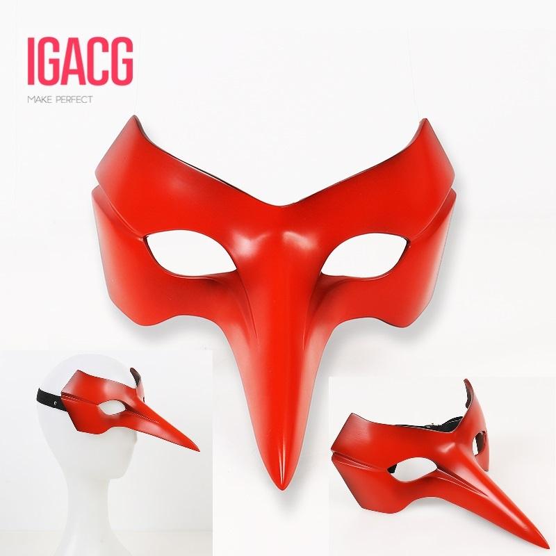 Buy Goro Akechi Mask Persona 5 Crow Persona5 Costume Accessory Long Red ...