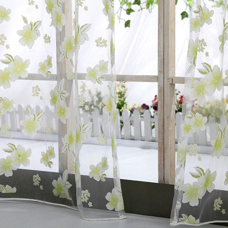 Buy Vines Leaves Tulle Door Window Curtain Net Curtains Slot Top Plain ...