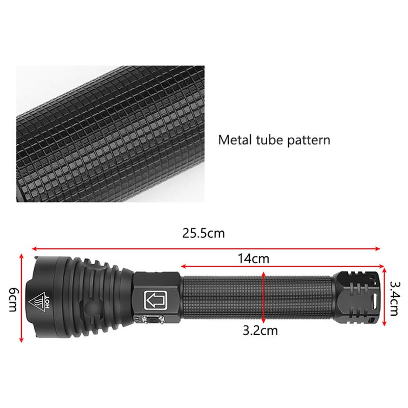 XHP90 LED Flashlight Powerful Torch Telescopic Zoom 2500lm IPX8 26650 ...