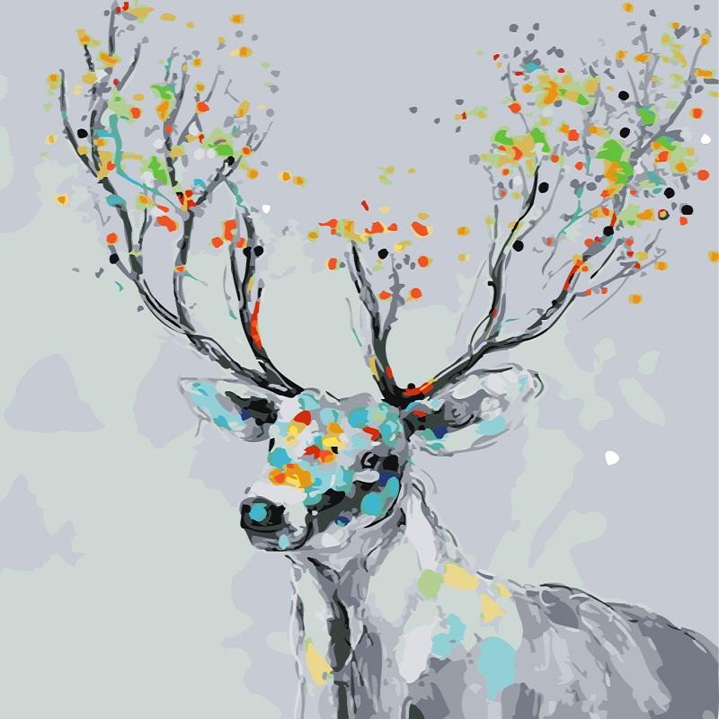 Buy DIY Digital Oil Painting Deer Series Cloth Acrylic Paint Digital ...