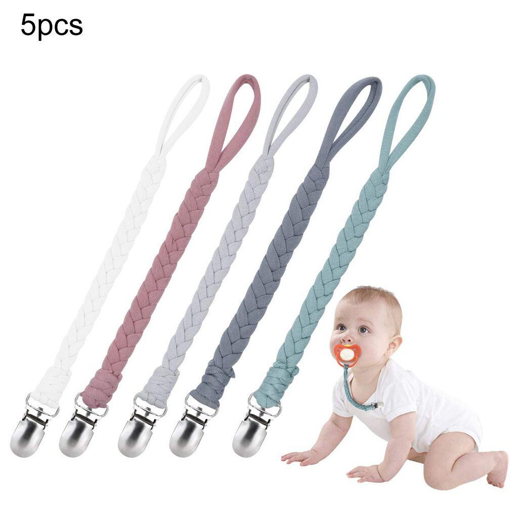 Useful Baby Hand Woven Pacifier Anti-Drop With Bow Leather Rope Leather ...