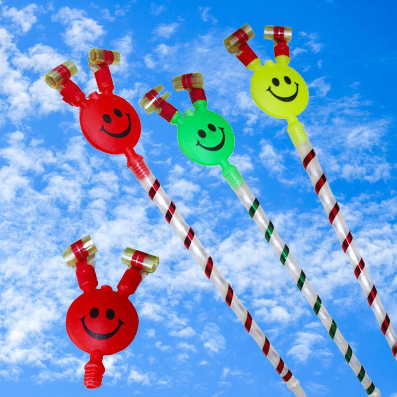 1Pc Long Rod Plastic Smiley Blowing Toy Cartoon Birthday Party Whistle ...