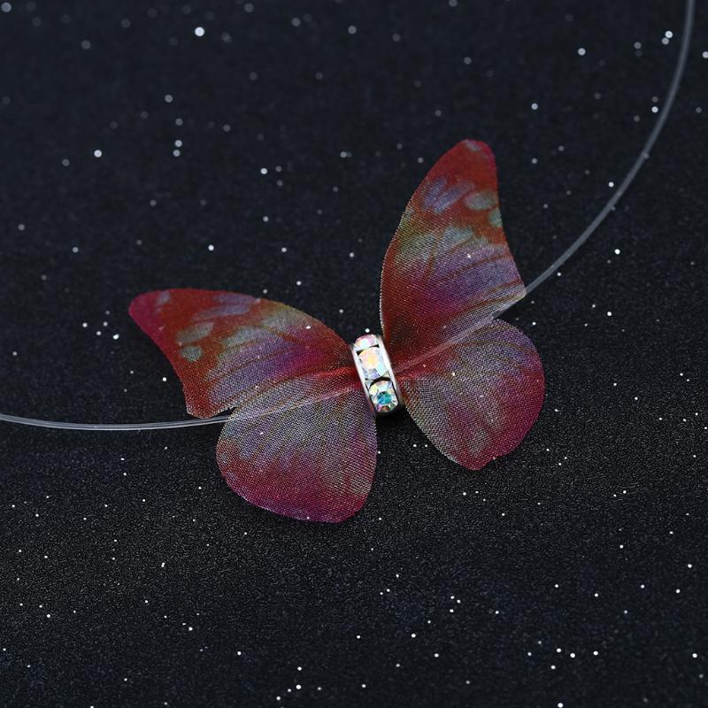 Invisible Butterfly Pendant Necklace Transparent Fishing Line Chokers ...