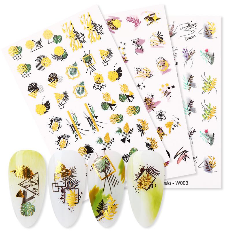 Buy 1 Sheet Gold Nail Water Decals Flower Nail Art Water Stickers at ...