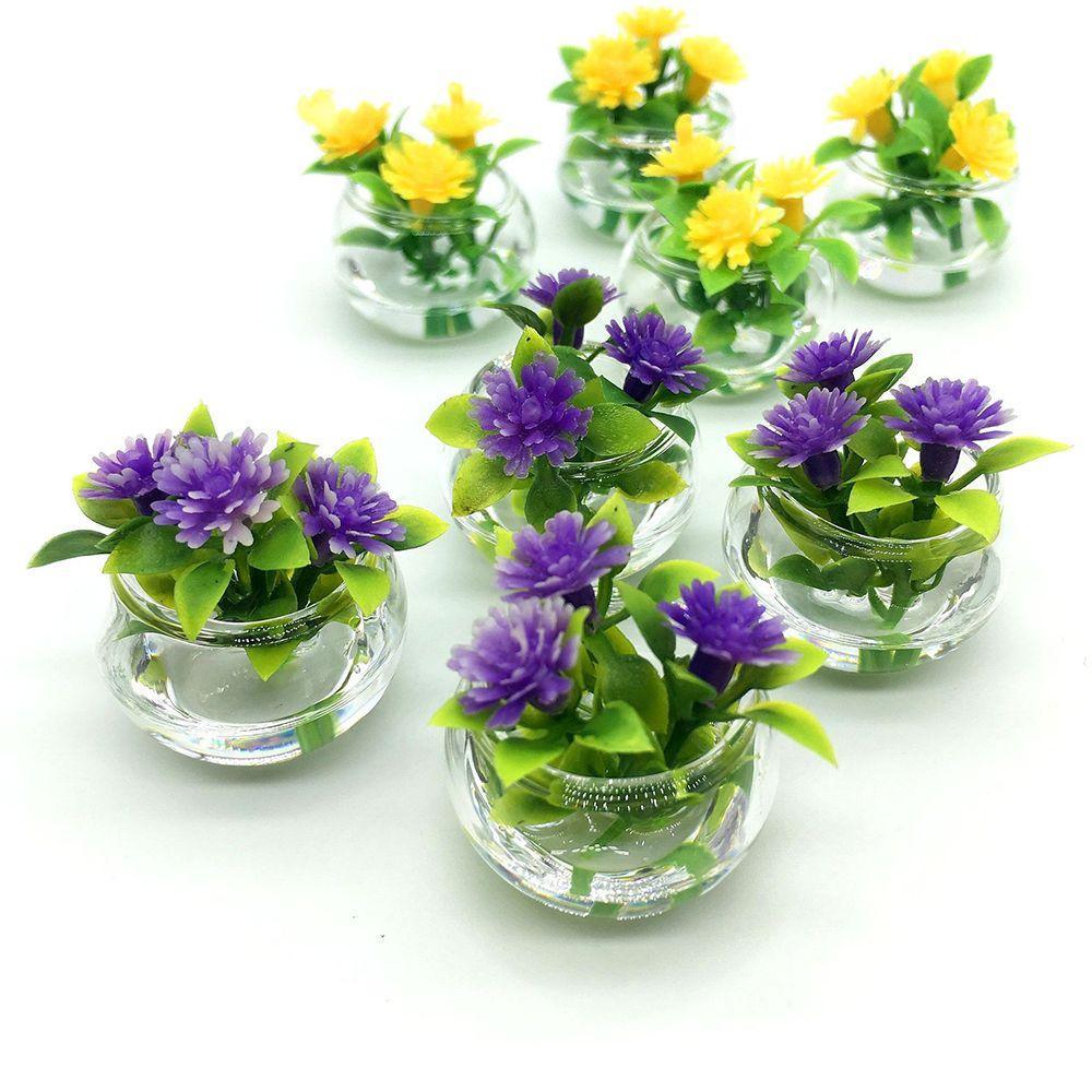 Buy Mini Plant Miniature Flower Model Mini Flowerpot Dollhouse Potted ...