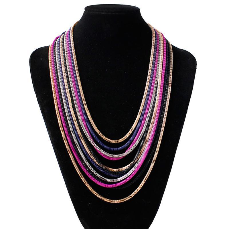 Buy Women Fashion Multi-layer Chains Pendant Long Necklace at ...