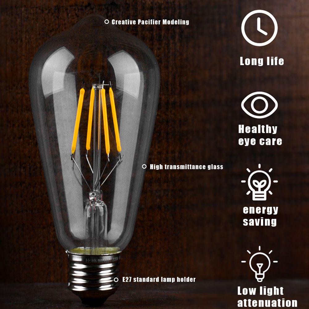 E27 Screw 4W LED Filament Edison Light Bulb Retro Vintage Squirrel Cage ...