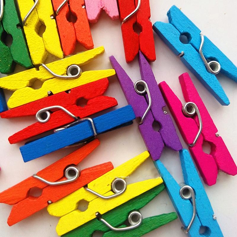 Buy 50pcs Craft Postcard Decoration Clips Mini Colorful Wooden Clip ...