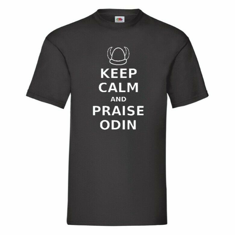 Buy Keep Calm And Praise Odin Viking T Shirt Men Soft T-Shirt Cotton ...