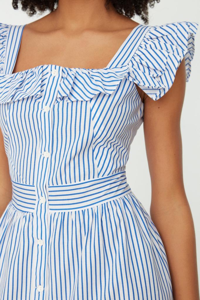 Cheap Blue Square Neck Frilly Dress TWOSS21EL1306.. | Joom