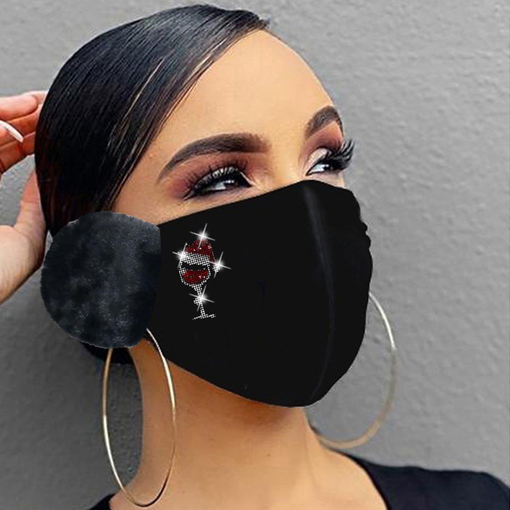 Buy [PD] 1PC Unisex Adult Winter Mask Rhinestone Warm Hair Ball Hanging ...