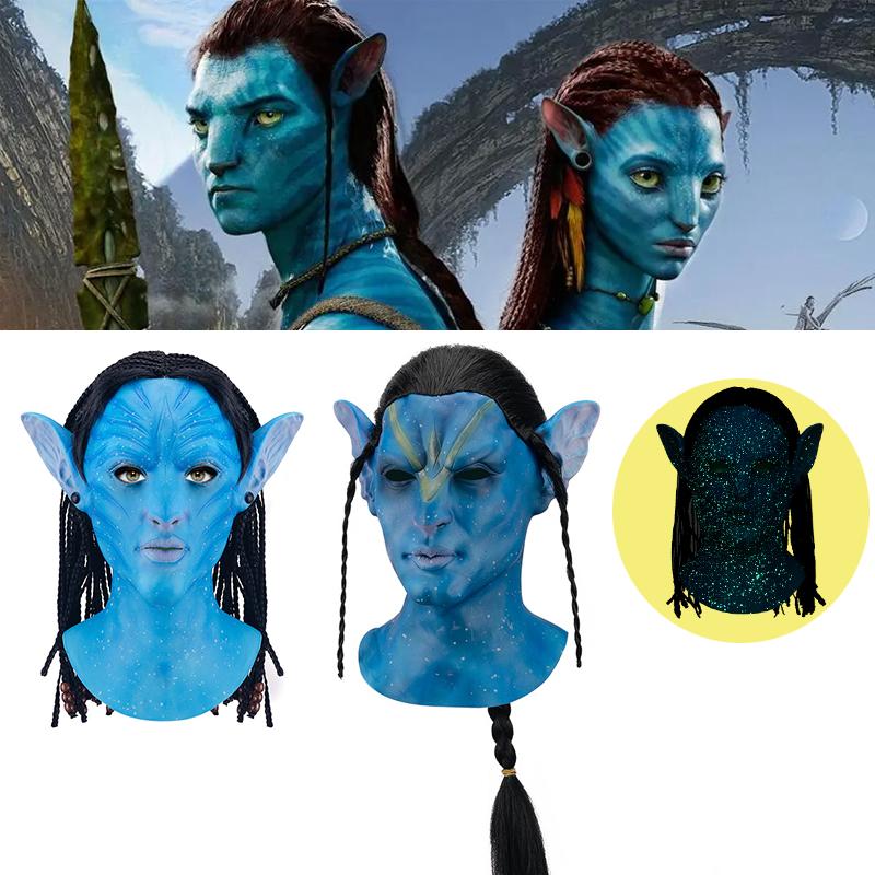 Mask Headgear Avatar Halloween Latex Luminous Cosplay Luminous Jake ...