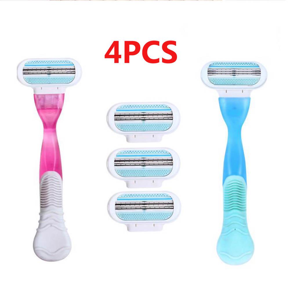 Buy 4pcs Safety Woman Razor Portable Shaving Blades Three Layer Hair ...