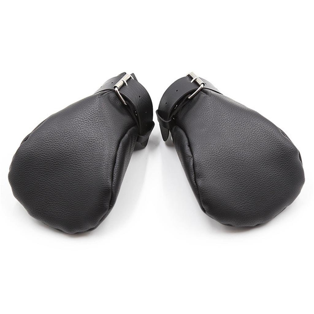 Buy Adult Game Locking Bondage Padded Mitts Leather Gloves BDSM ...