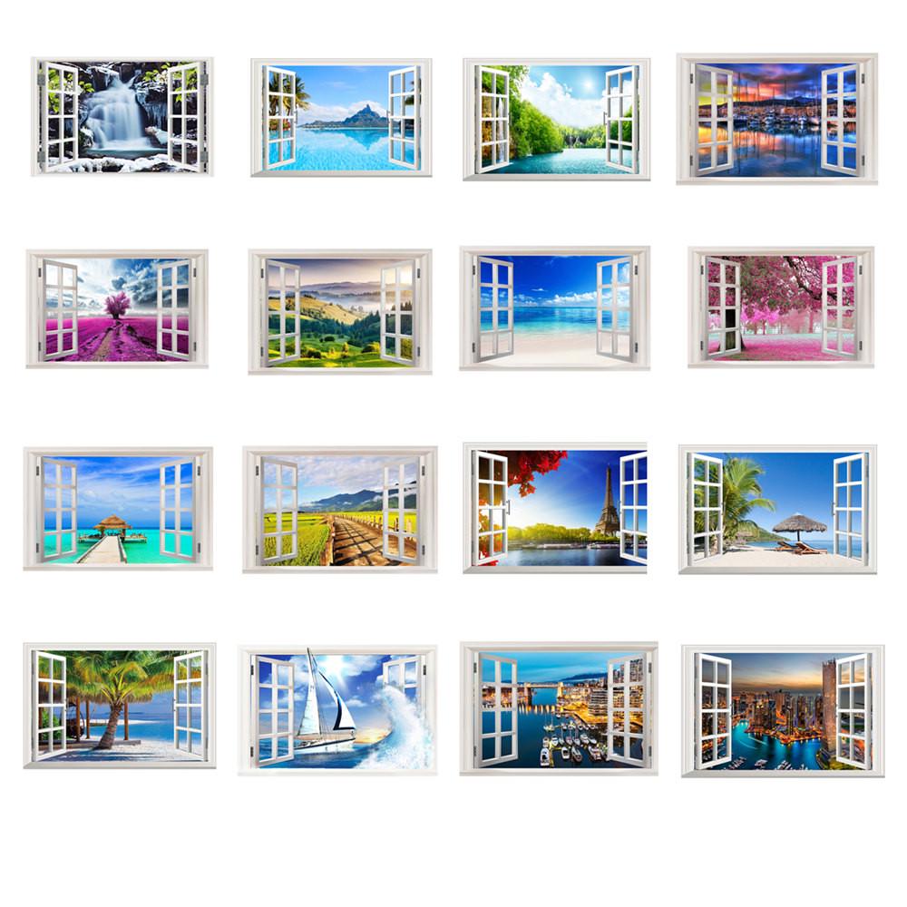 Home Sticker Mural Home Decor Decal Scenery Outside The Window Wall ...